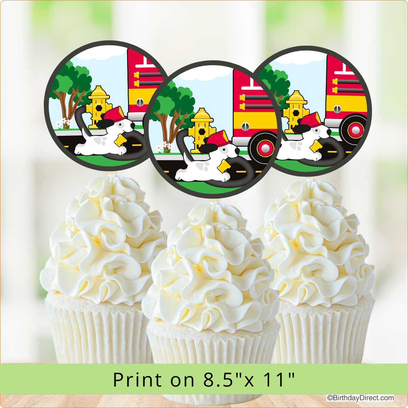 Little Firefighter Cupcake Toppers | 2-inch Party Circles – BirthdayDirect