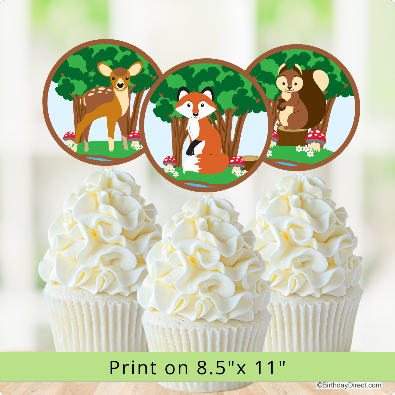 Little Woodland Animals Cupcake Toppers | 2-inch Party Circles ...