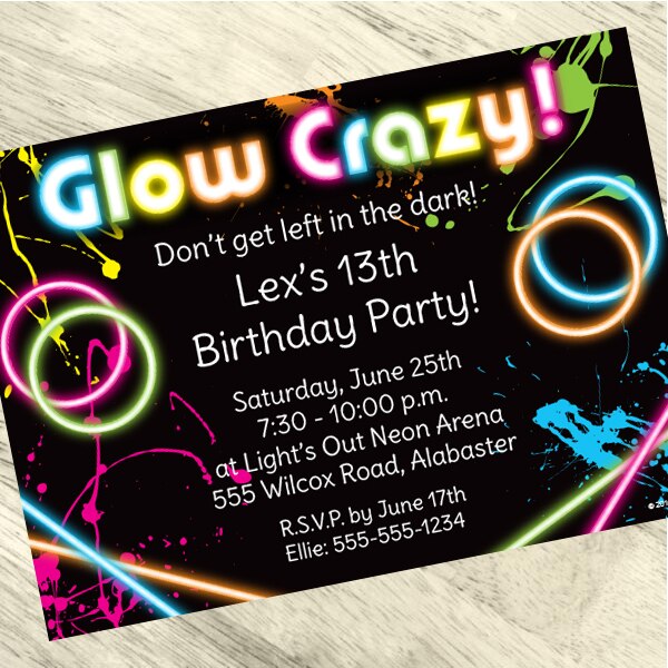 Neon Party Invitations