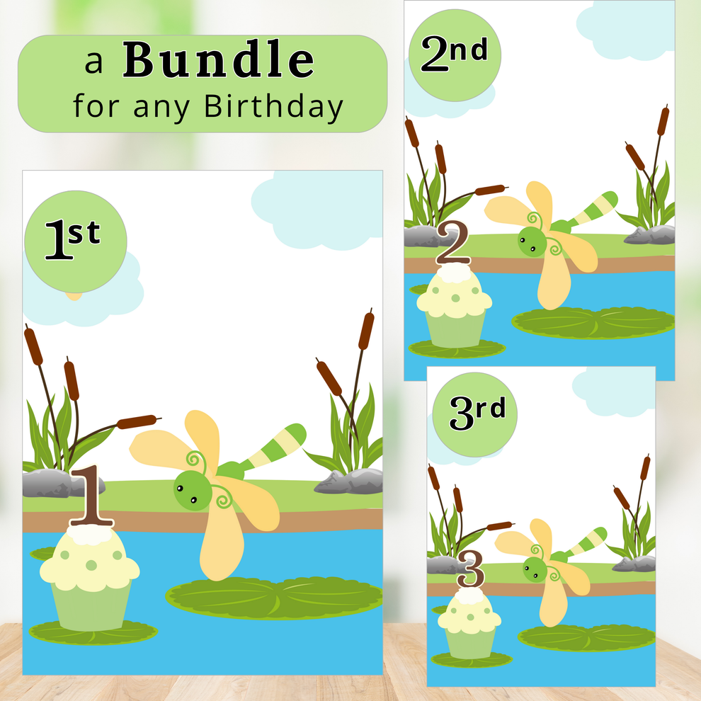 Little Cattail Pond Pals Dragonfly Editable Party Bundle Canva Templat ...