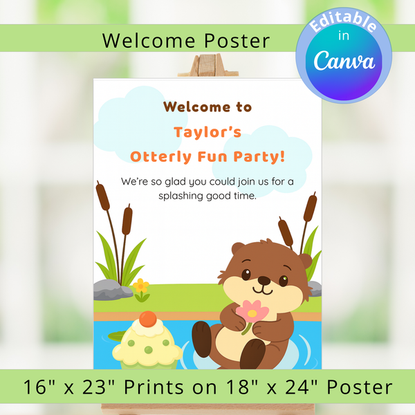Splat the Otter Welcome Poster | 18x24 Editable Printable Template ...