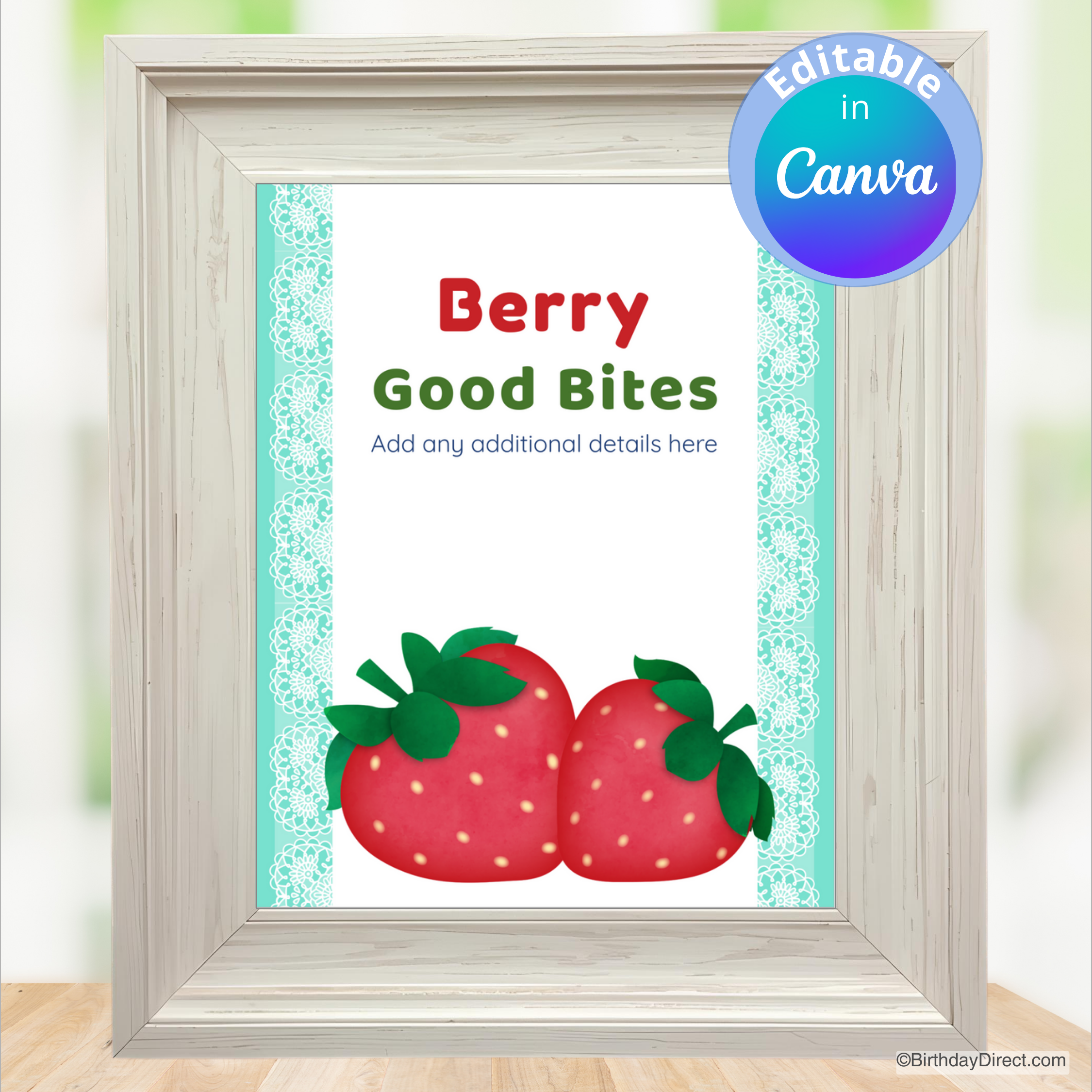 Little Strawberry Table Signs | Printable Decorations – BirthdayDirect