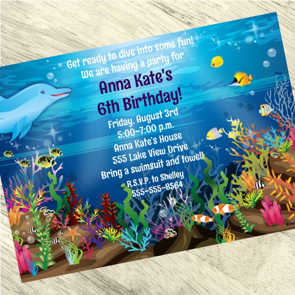 Fancy Under The Sea Birthday Invitation Templates Editable Under The