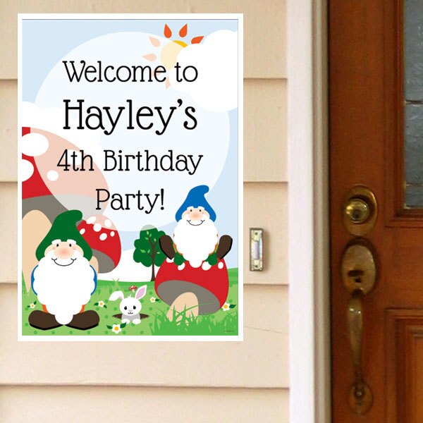 Woodland Gnome Party Door Greeter, 8.5x11 Editable PDF Printable by ...