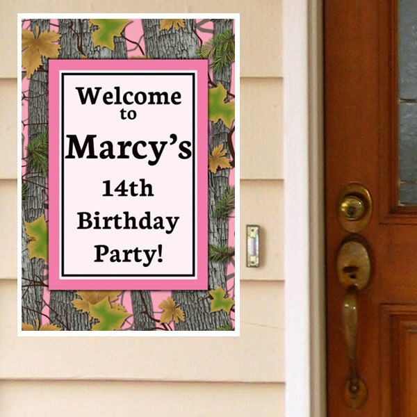 Camouflage Pink Party Door Greeter, 8.5x11 Editable PDF Printable by ...
