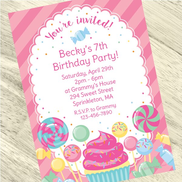 Candy Party Invitation, 5x7-in, Editable PDF Printable by Birthday ...