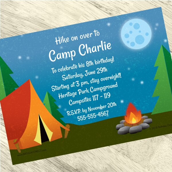 Little Camp Out Party Invitation, Editable Digital Template by Birthday ...