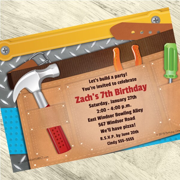 Little Handyman Tools Party Invitation, 5x7-in, Editable PDF Printable ...
